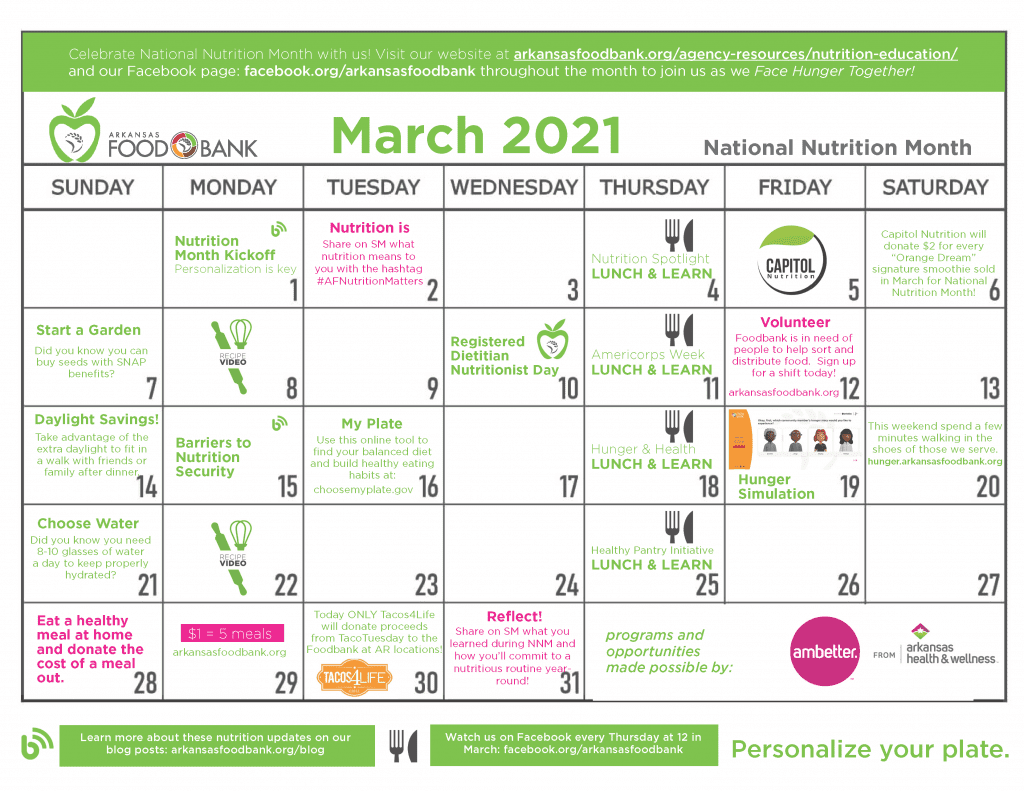 Personalize Your Plate for National Nutrition Month! - Arkansas Foodbank