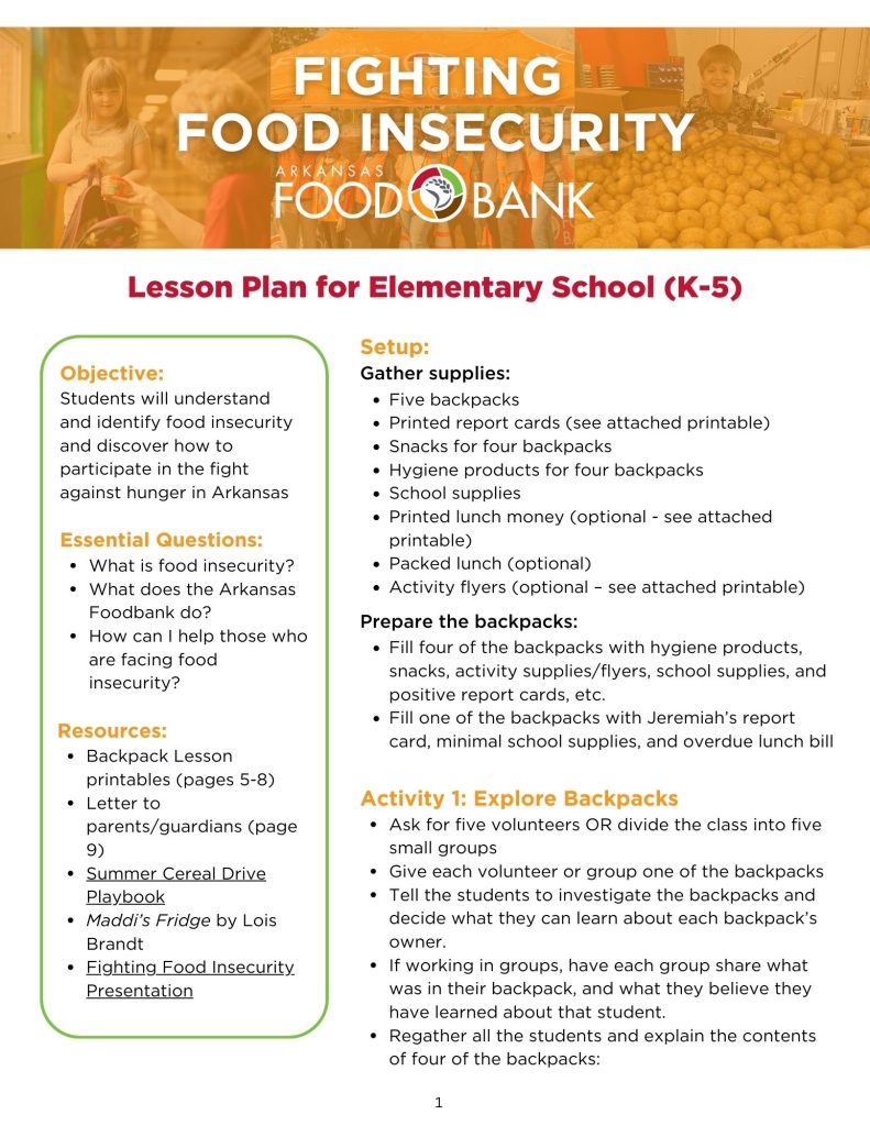 Education Resources - Arkansas Foodbank